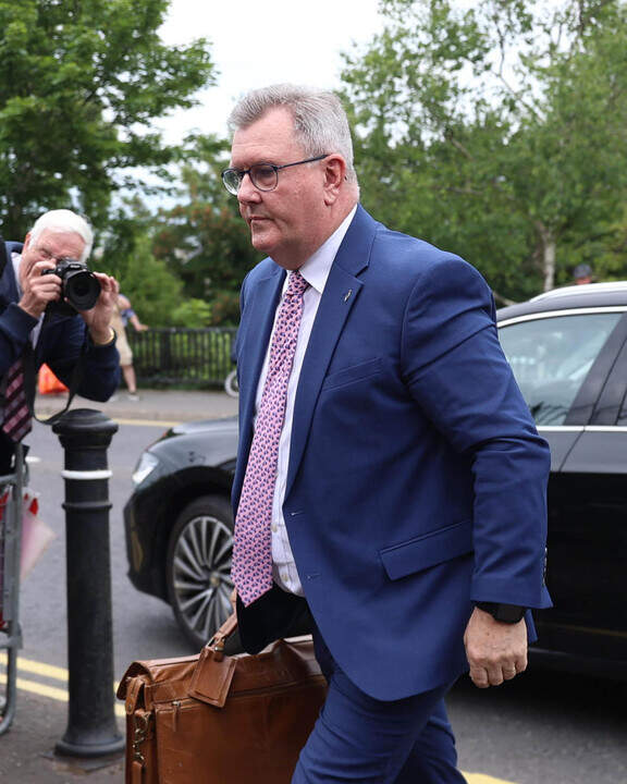 Jeffrey Donaldson Arrives At Newry Court After Jury Sent Home At End Of