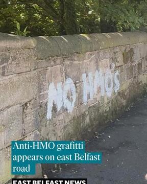 No HMO grafitti appears on east Belfast road | Belfast Telegraph
