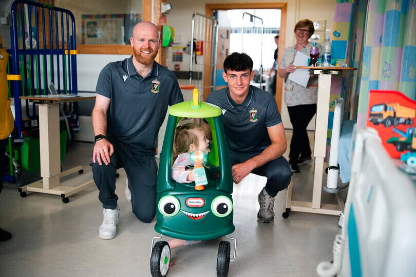 Glentoran players Ross Clarke and James Dougla visit Ulster Hospital ...