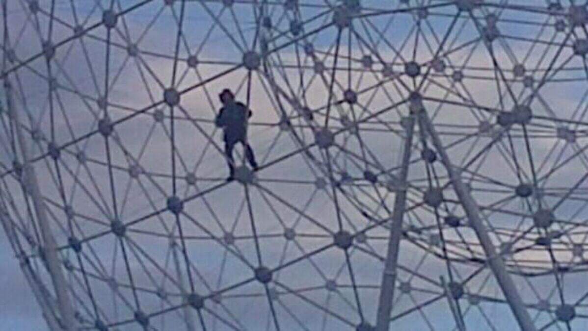 Police called to deal with man who scaled 40-metre high RISE sculpture ...