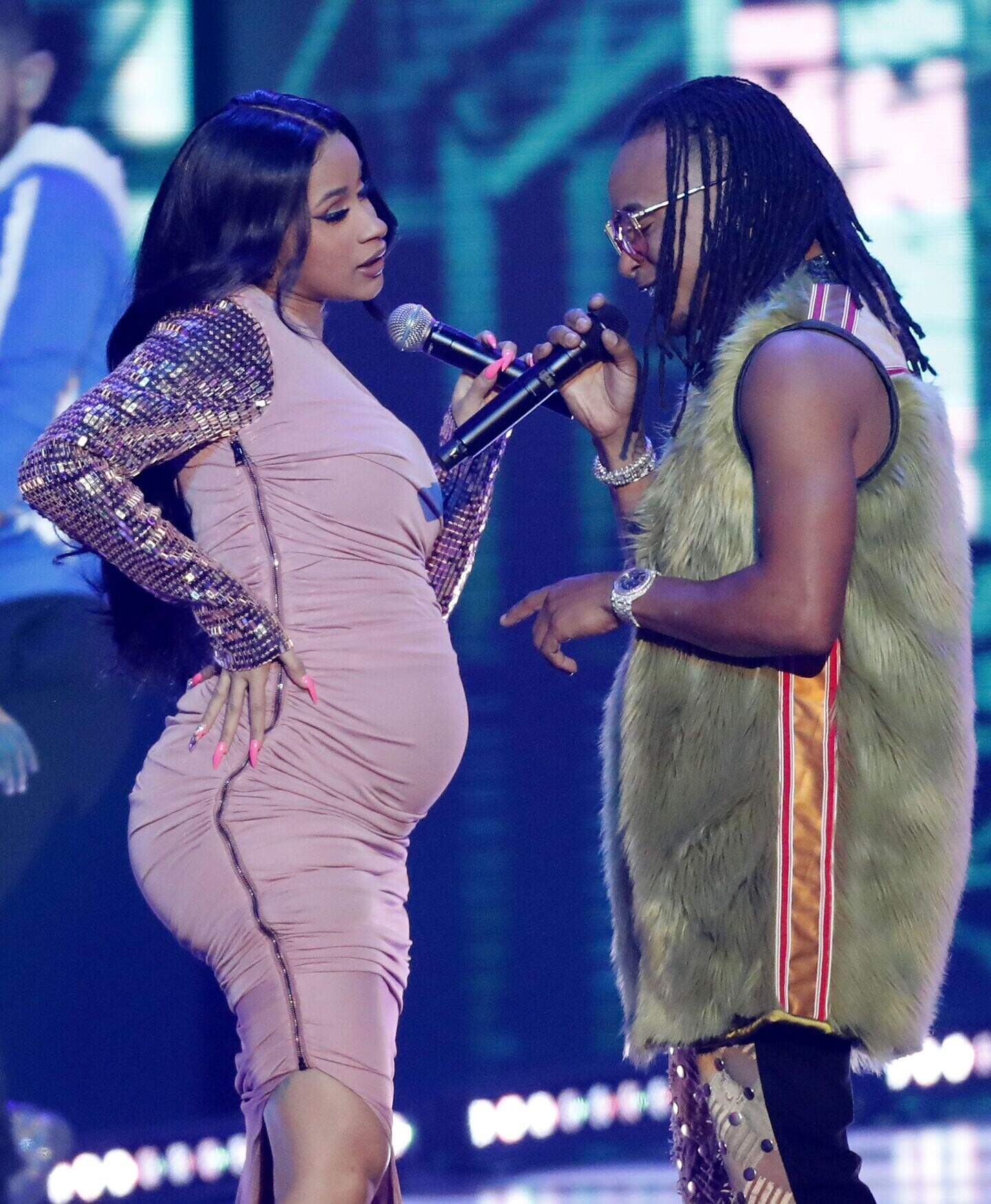 Cardi B shows off her baby bump during performance at Latin Music ...