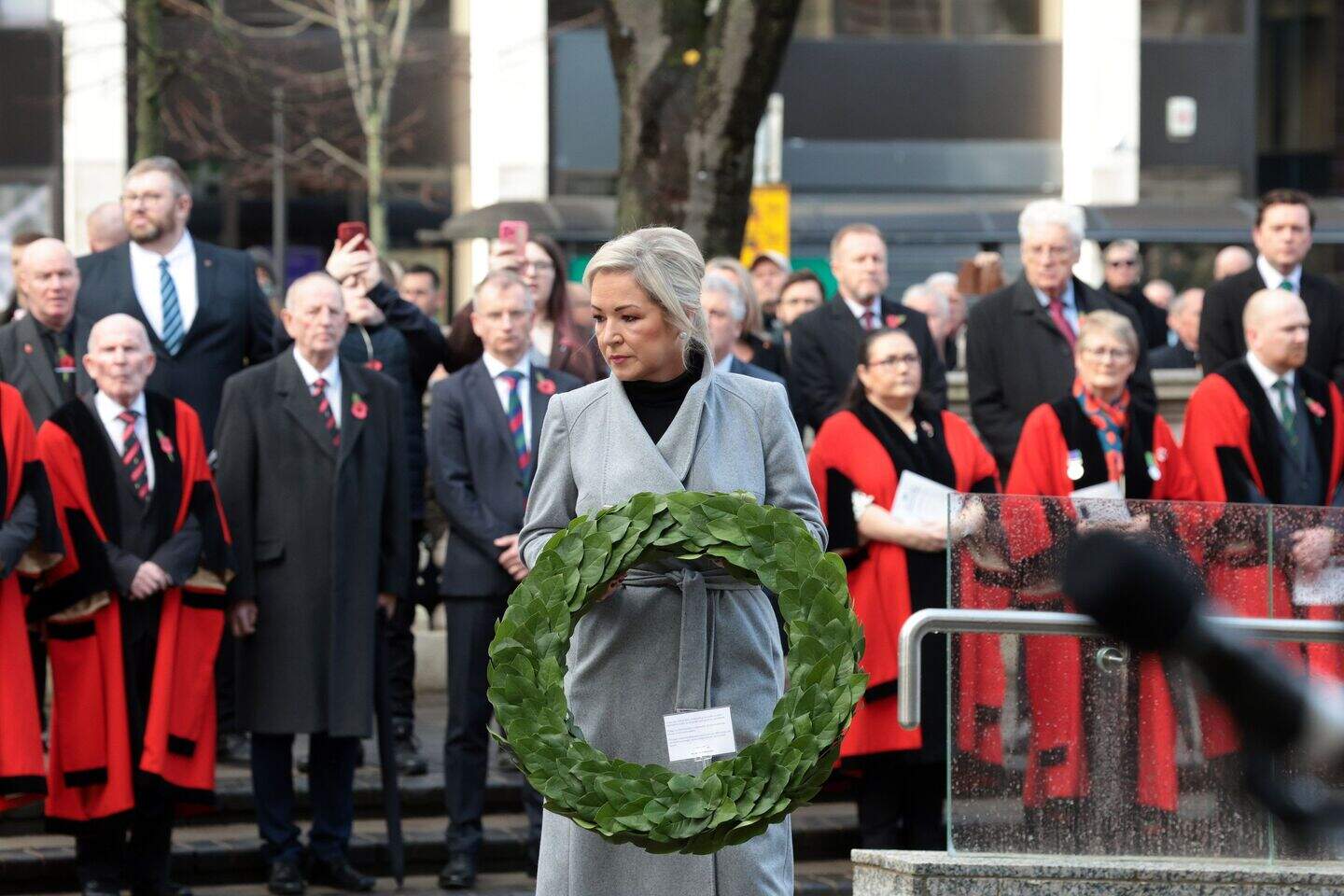 Michelle O’Neill lays wreath to mark Remembrance Sunday at Belfast City ...