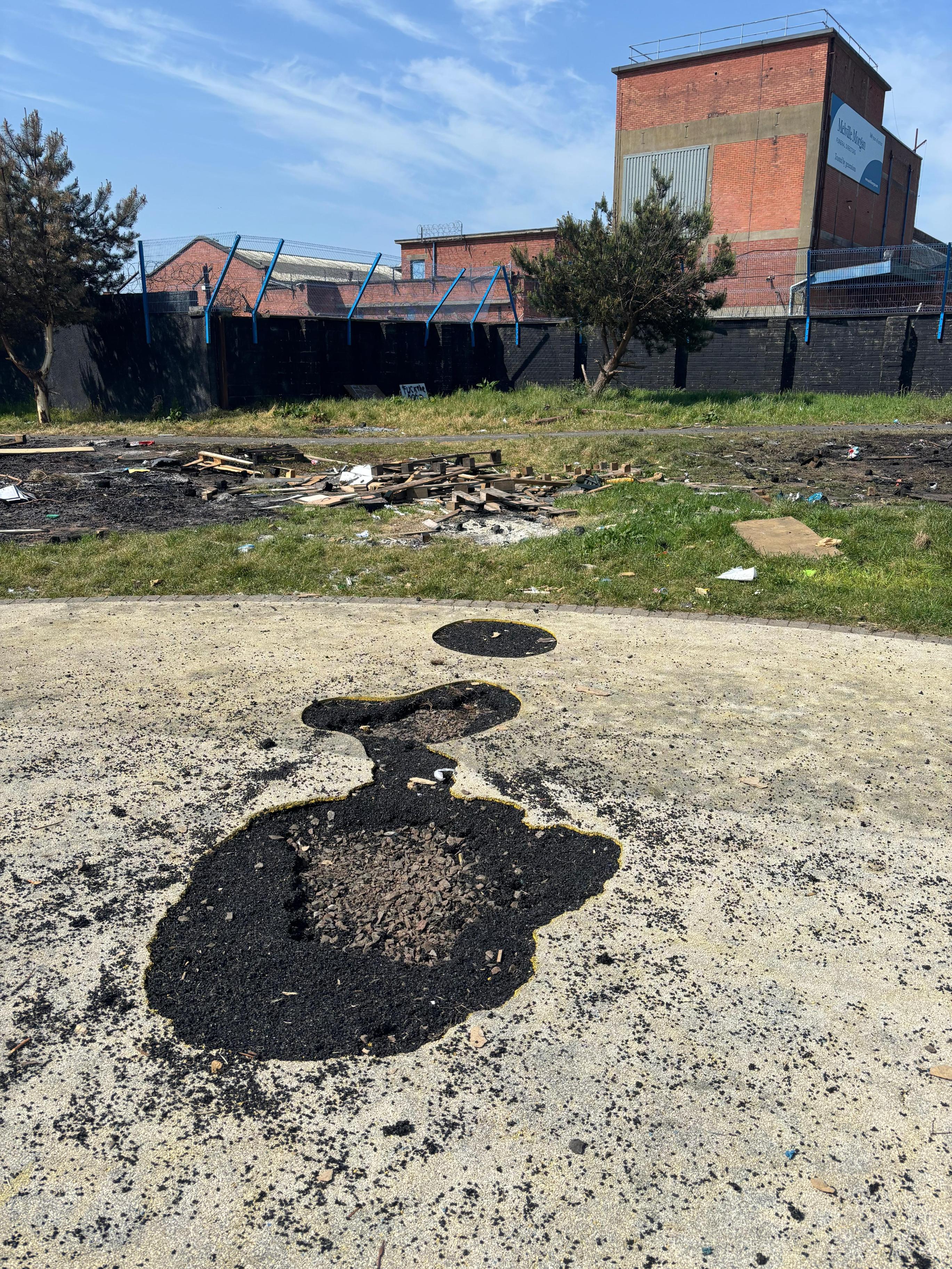 Skipper Street: Bonfire damage to east Belfast playpark branded ...