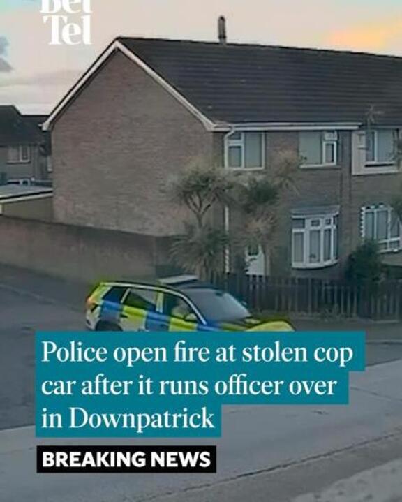 Police open fire at stolen cop car after it runs officer over in ...