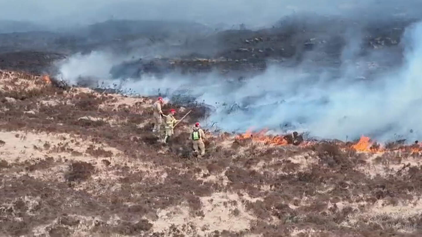 Watch: More than 45 firefighters tackle huge fire front on Mourne ...