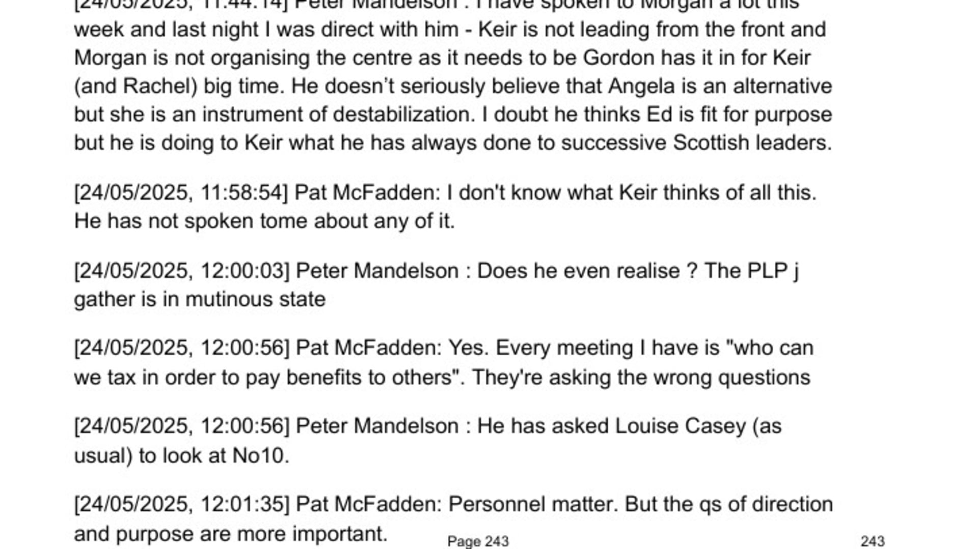 Peter Mandelson said No 10 needs ‘revamp’ and ‘infusion of purpose ...