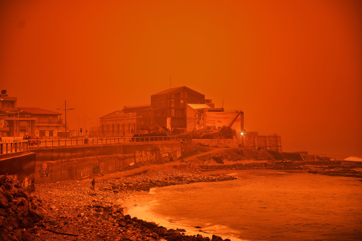 Saharan dust storm turns sky red over holiday island of Crete | Belfast ...